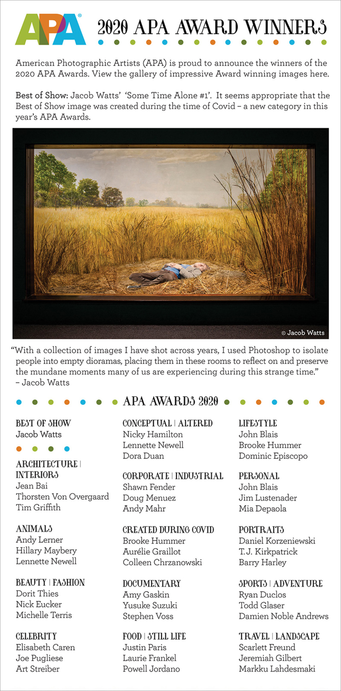 2020 APA Awards Announced – Jeremiah Gilbert Photography