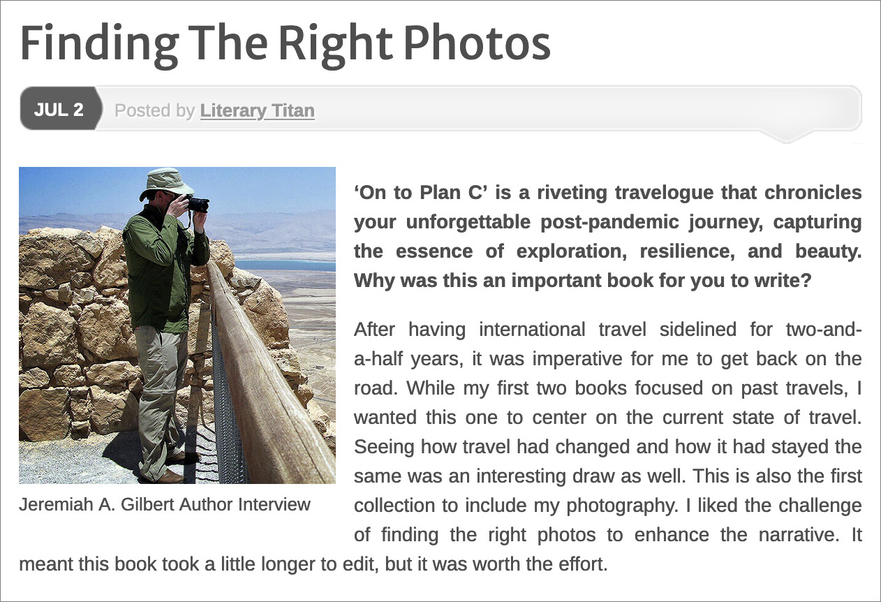 Interview with Literary Titan – Jeremiah Gilbert Photography