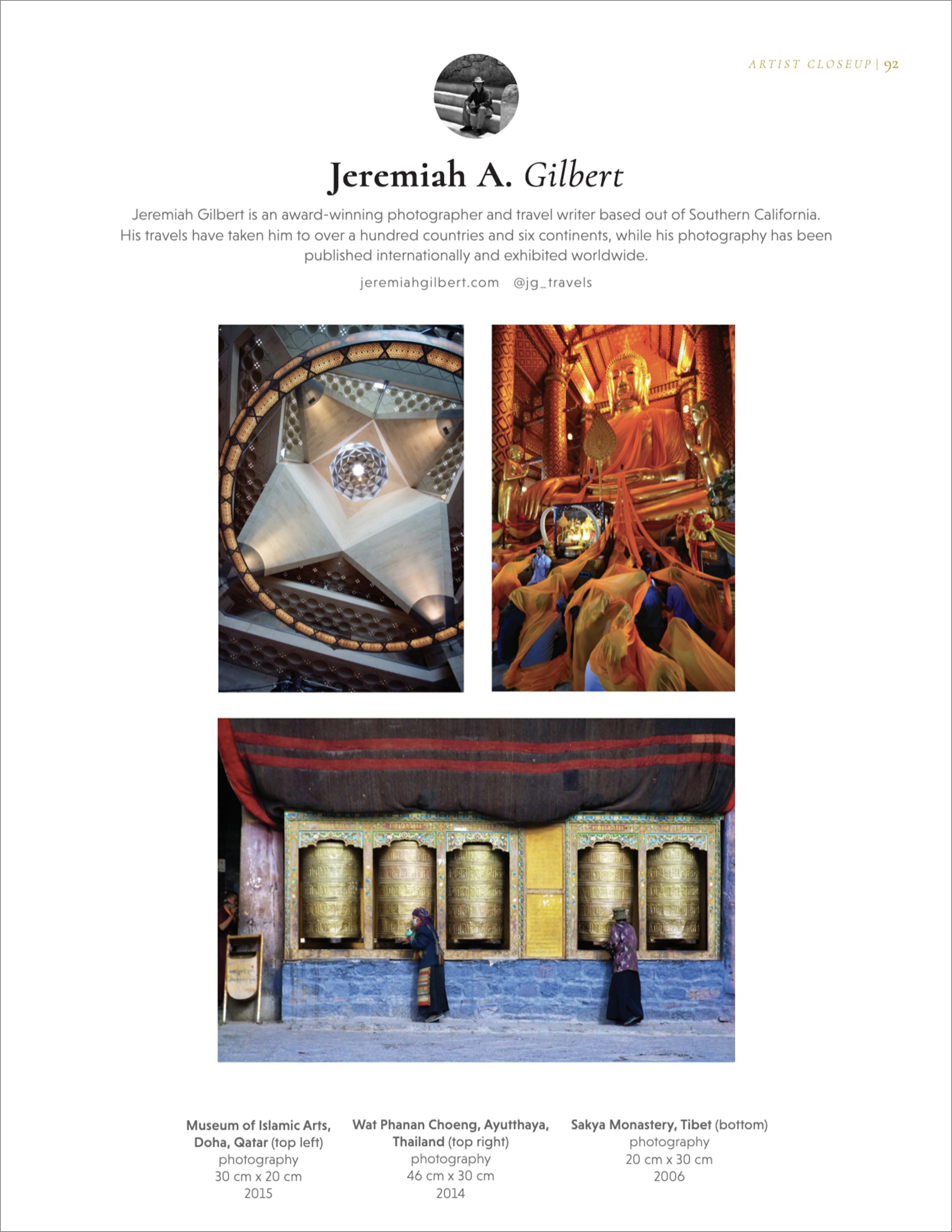 Three Photos in Artist Closeup 18 – Jeremiah Gilbert Photography