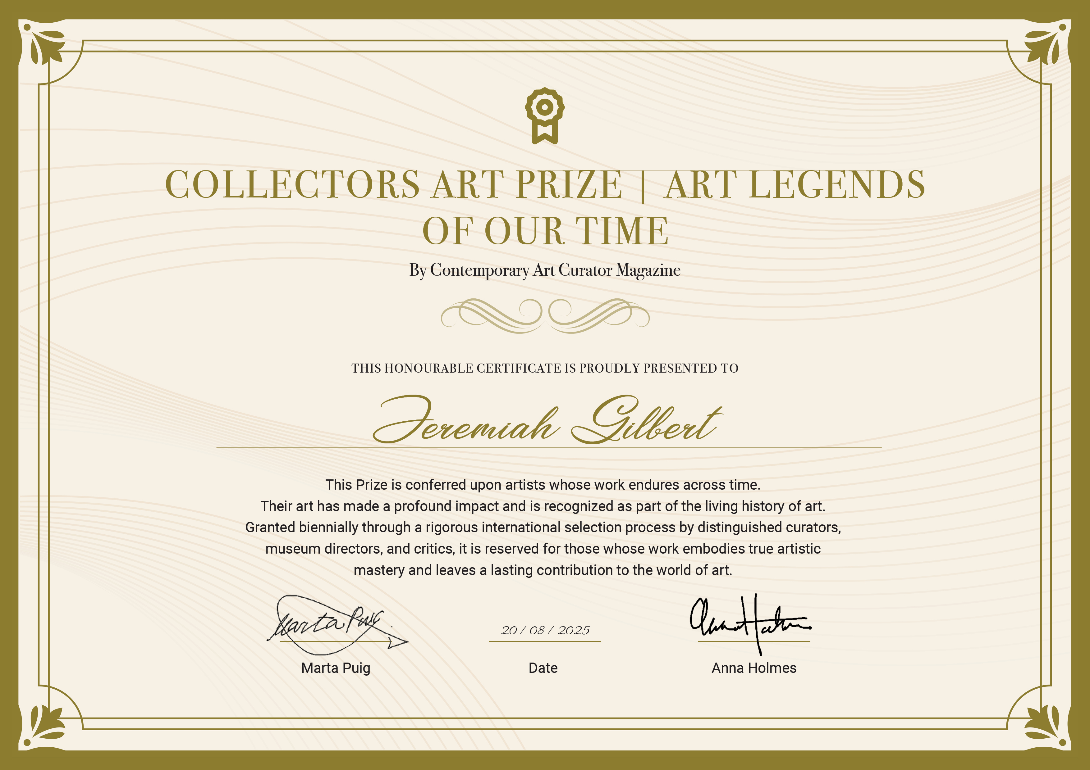 Art Legends of Our Time Prize – Jeremiah Gilbert Photography